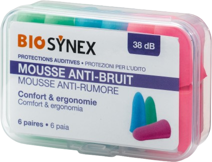 Protections auditives en mousse Biosynex (lot de 2, 3 ou 6 paires)