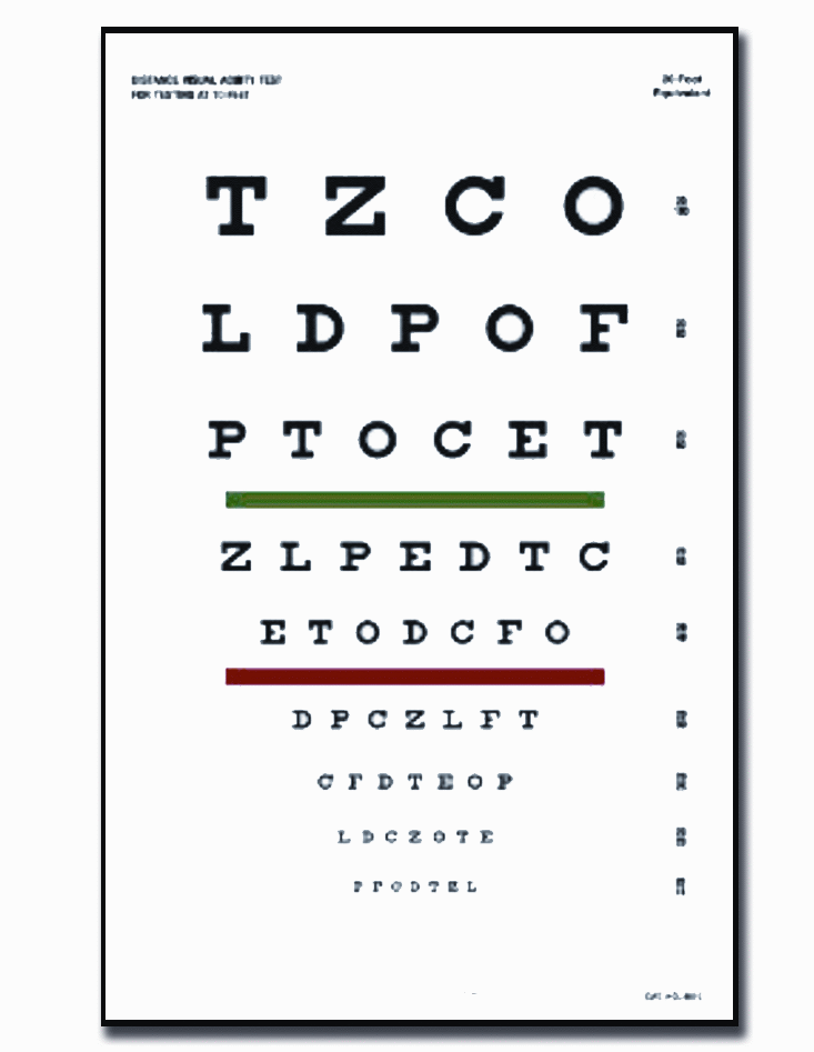 Test visuel échelle de Snellen à 3m DGVISO04 à 16,12